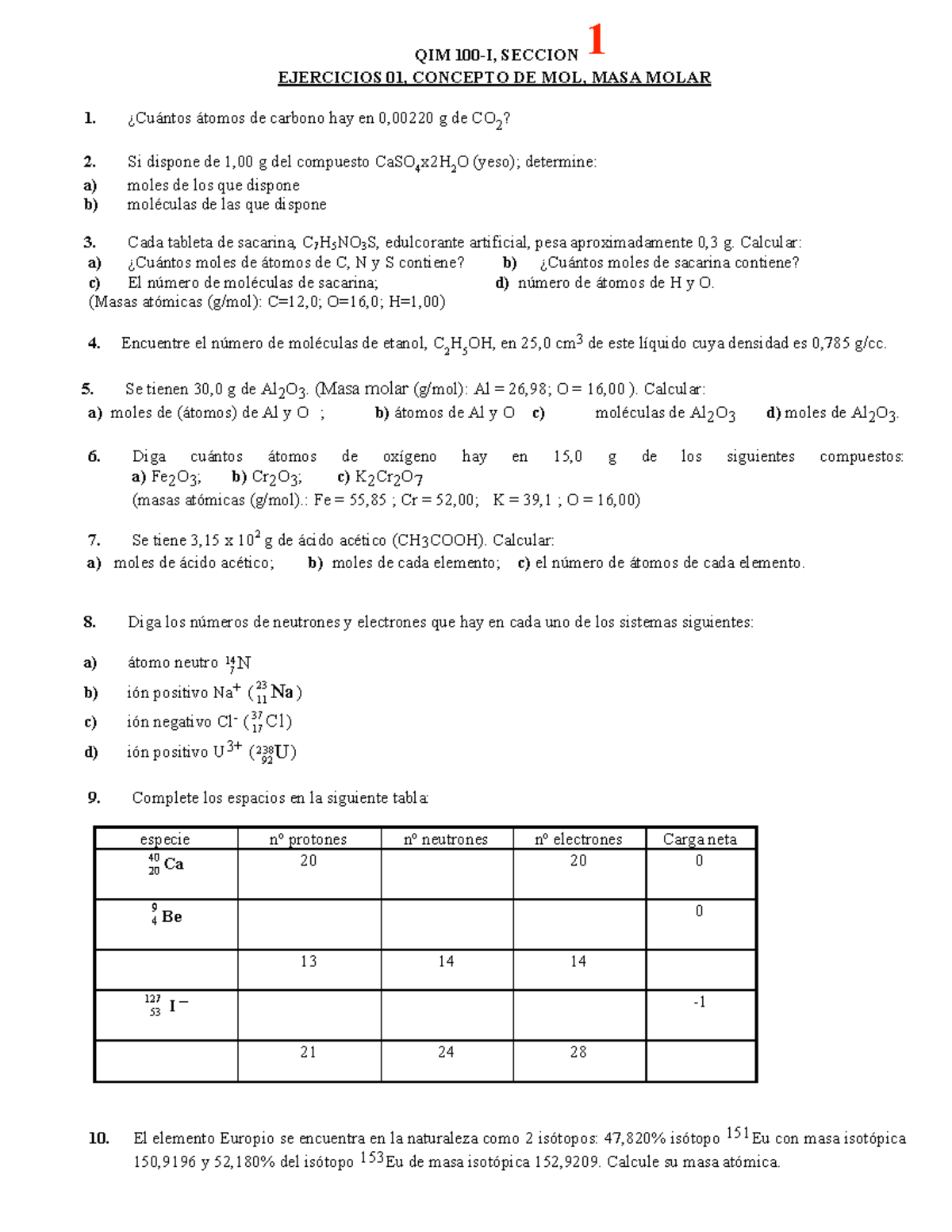 Notes 240319 164419 - ejercicios química mol y masa molar - QIM 100 - I ...
