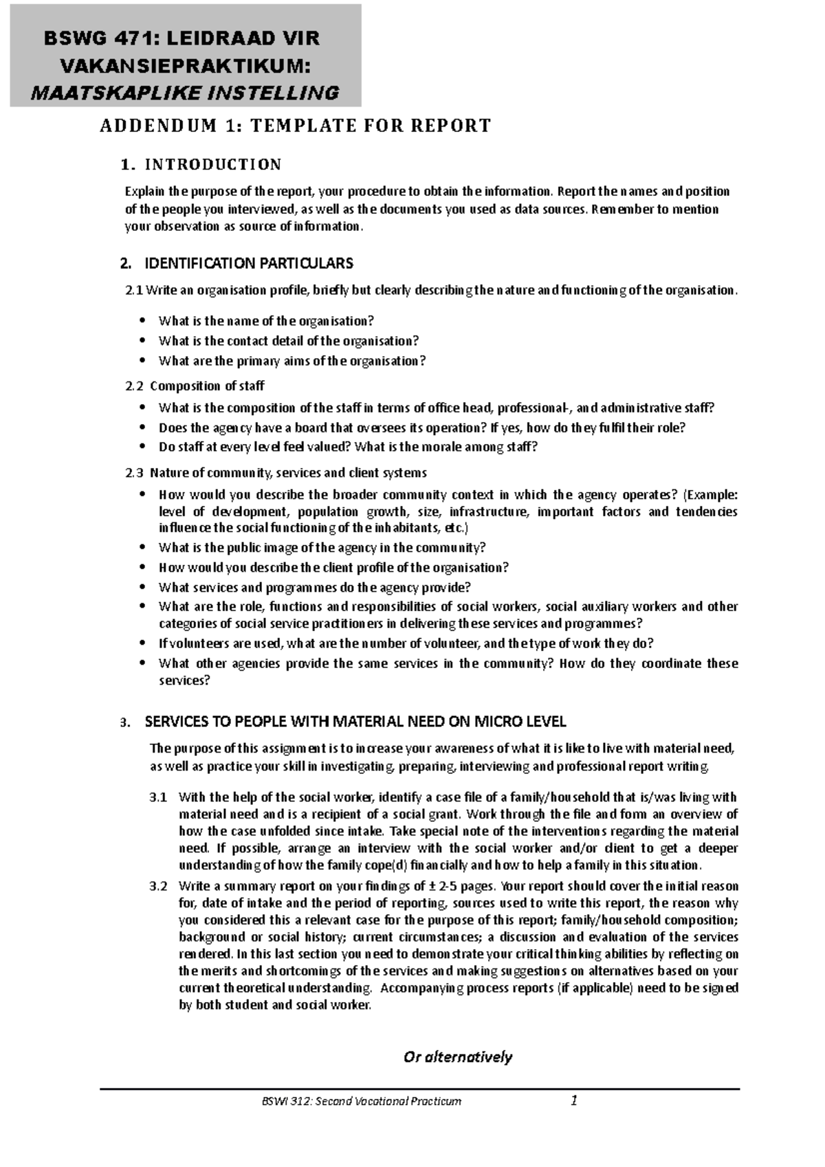 2nd Vacation Practicum Report Template 1 - ADDENDUM 1: TEMPLATE FOR ...