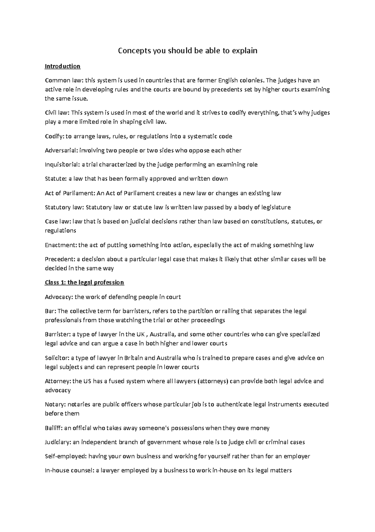 Concepts You Should Be Able To Explain Concepts You Should Be Able To Explain Introduction