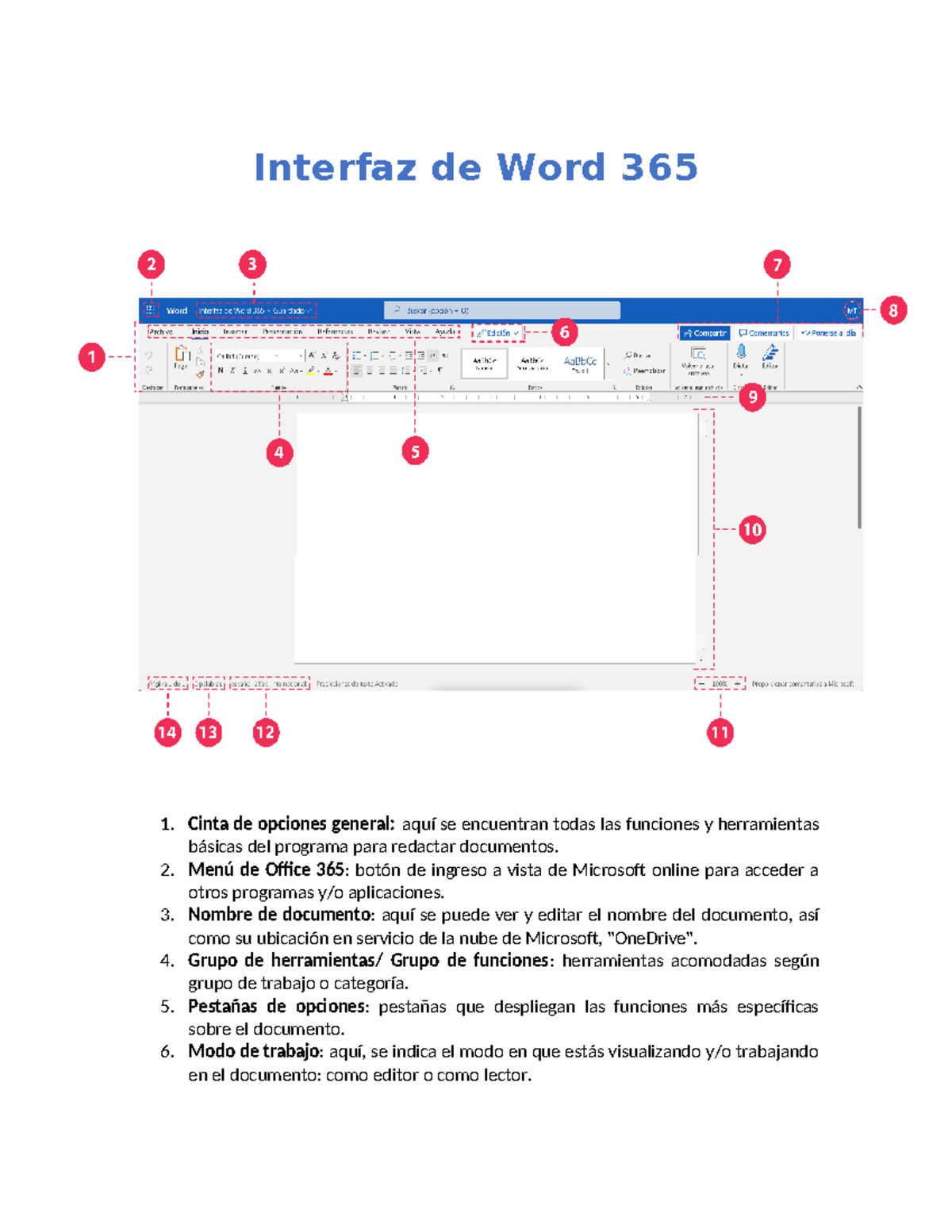 WORD - Hosvwkvwkw - Interfaz de Word 365 Cinta de opciones general ...