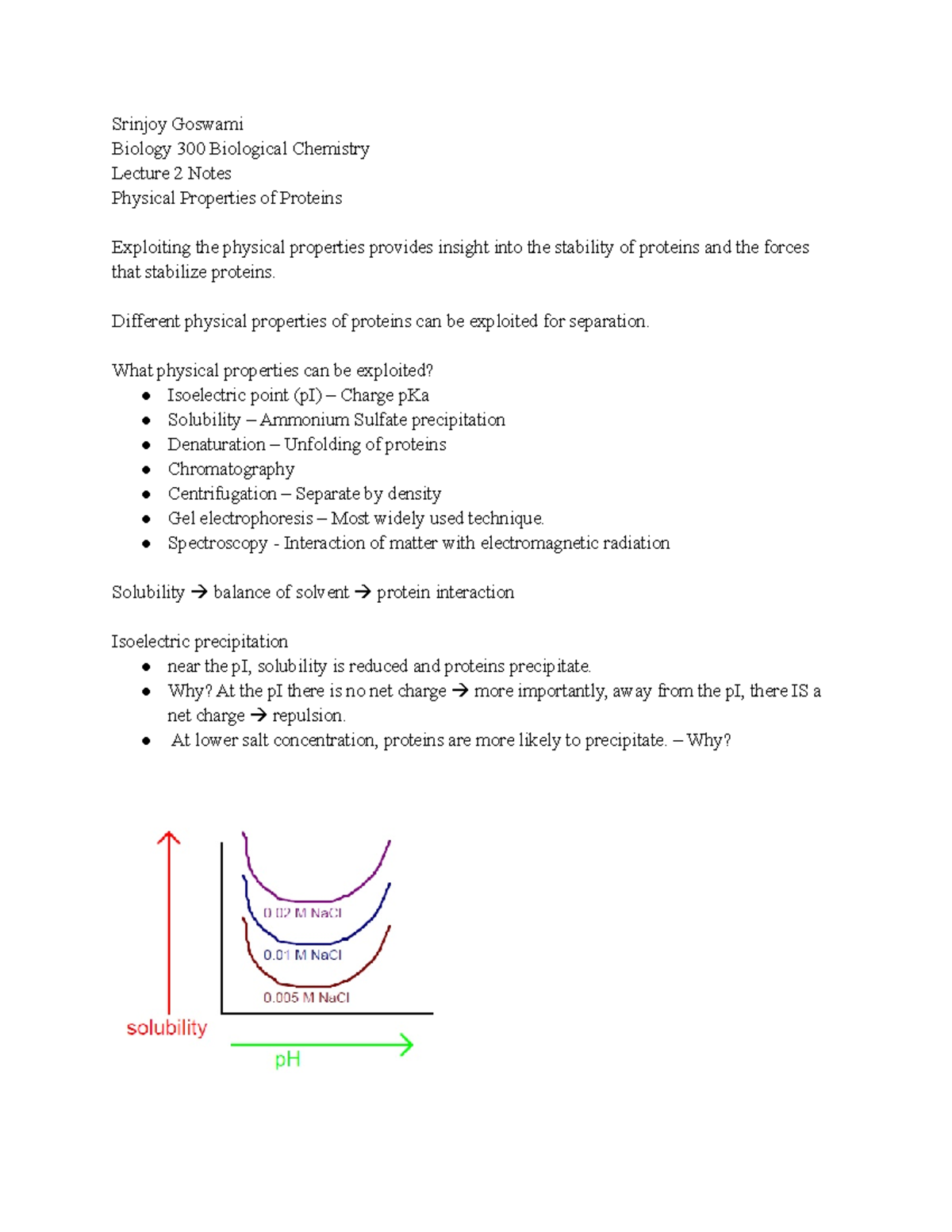 Biological Chemistry Lecture 2 Notes - Srinjoy Goswami Biology 300 ...