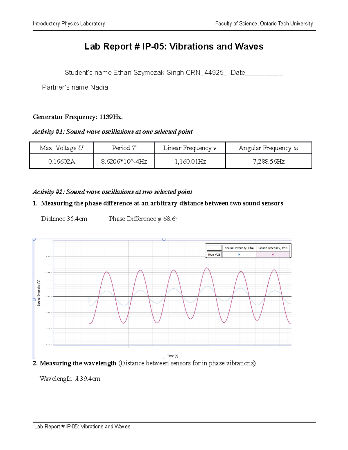 Waves Report - lab 5 - Lab Report # IP-05: Vibrations and Waves Student ...