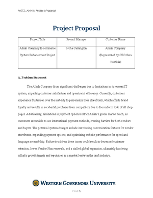 Task 1 - Project Proposal for JCC - MGT2_KKM1: Project Proposal Project ...