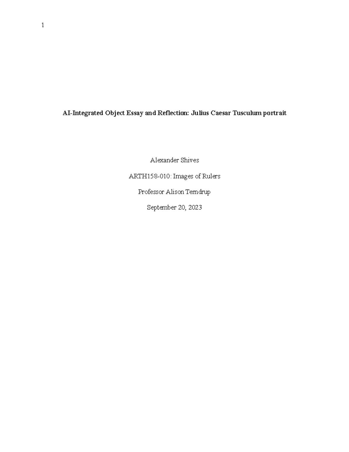 ARTH AI Essay - AI-Integrated Object Essay and Reflection: Julius ...