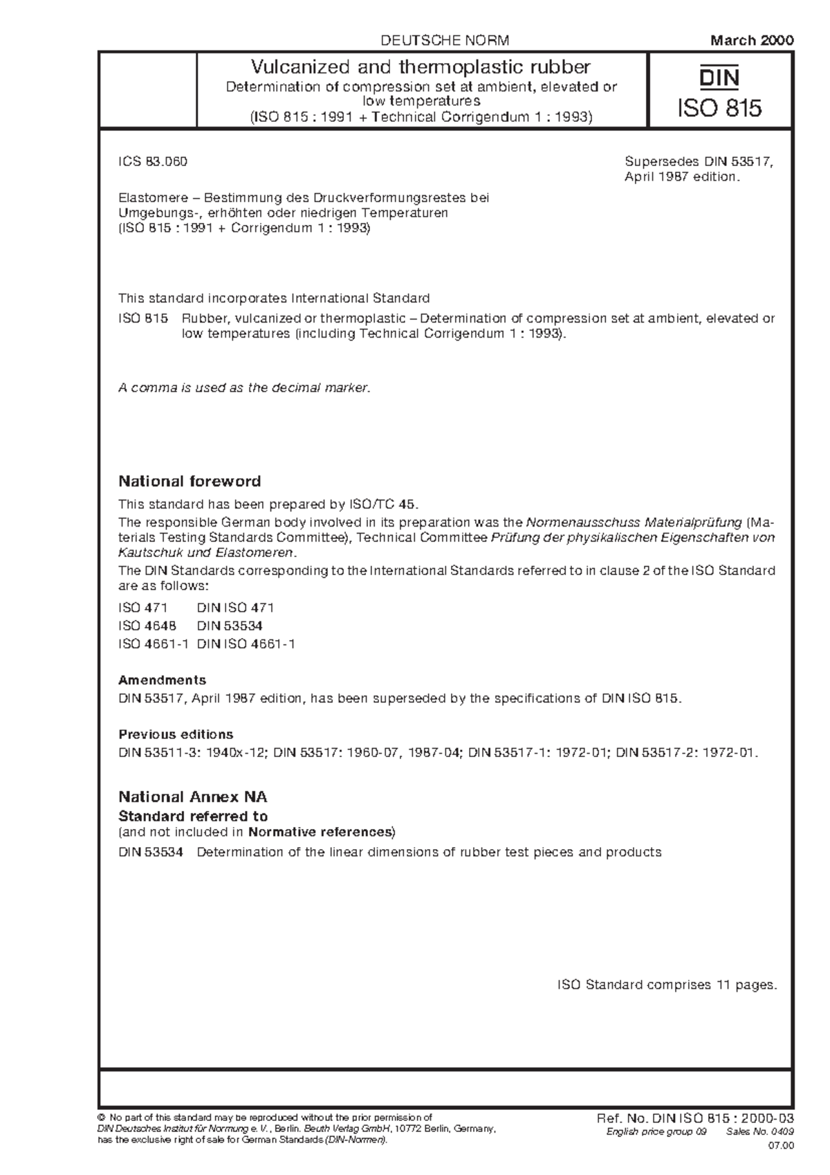 Iso-815 - use standard for any solutions - ICS 83. Elastomere ...