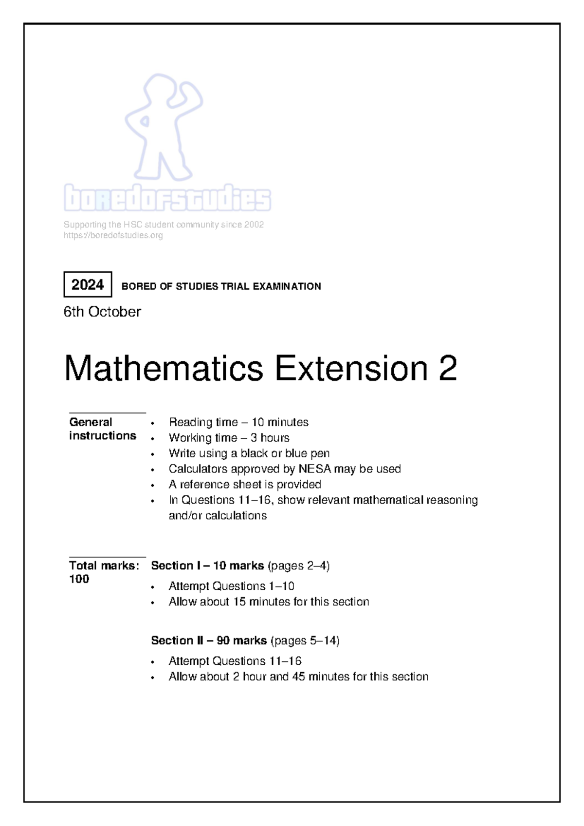 2024 Bo S Trials Mathematics Extension 2 - Supporting the HSC student ...