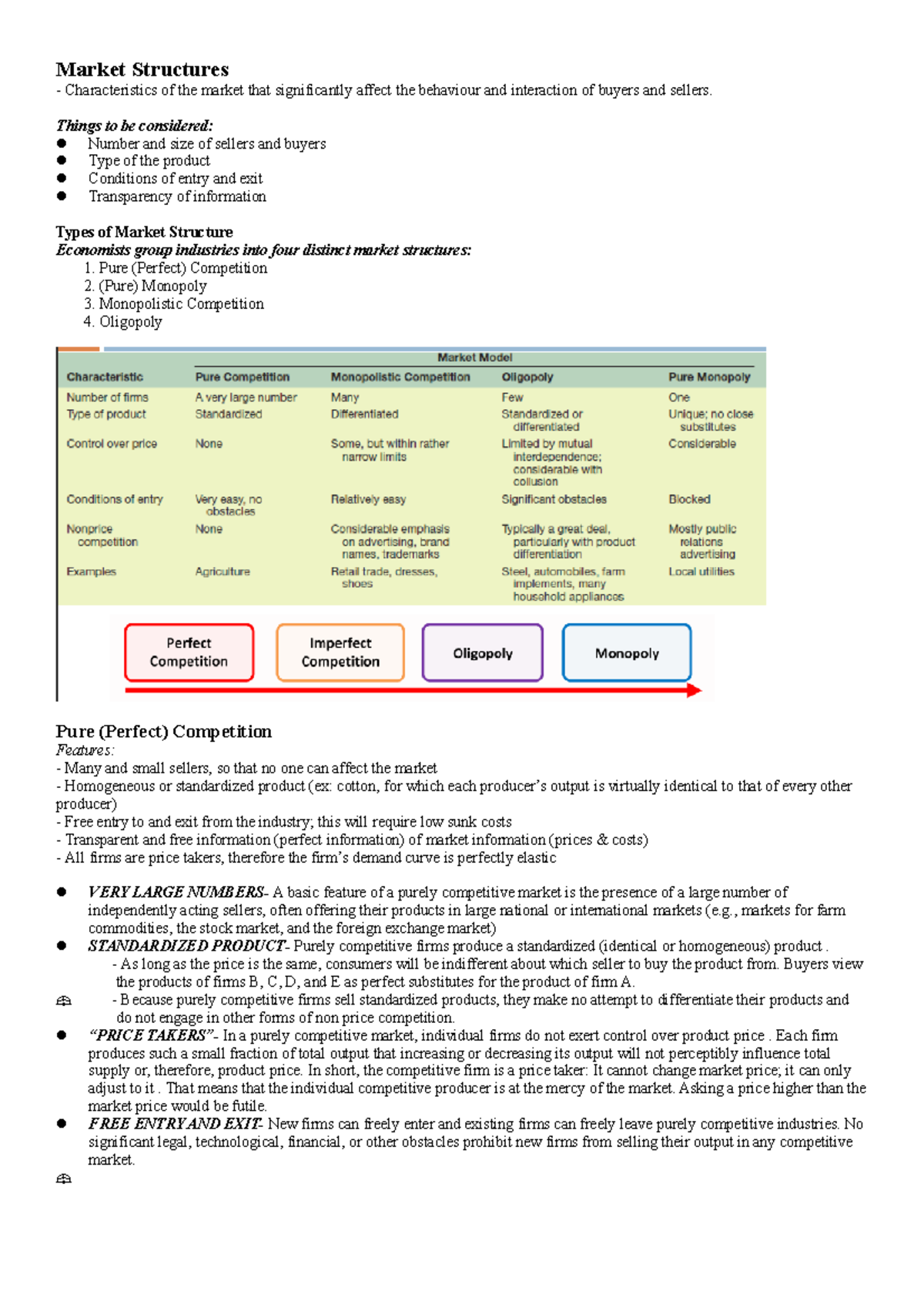 Market Structures - Market Structures Characteristics of the market ...