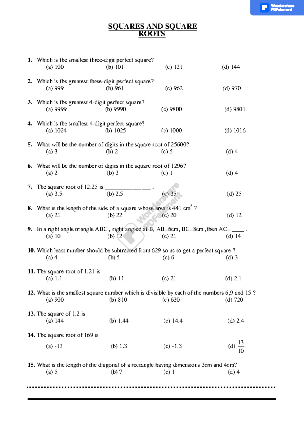Squares AND Square Roots-8th Class Maths - SQUARES AND SQUARE ROOTS ...