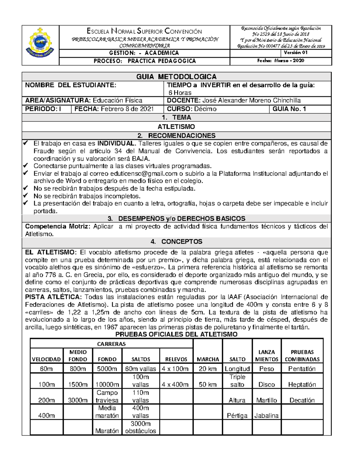 Educacion fisica - LKJKL - ESCUELA NORMAL SUPERIOR CONVENCIÓN ...