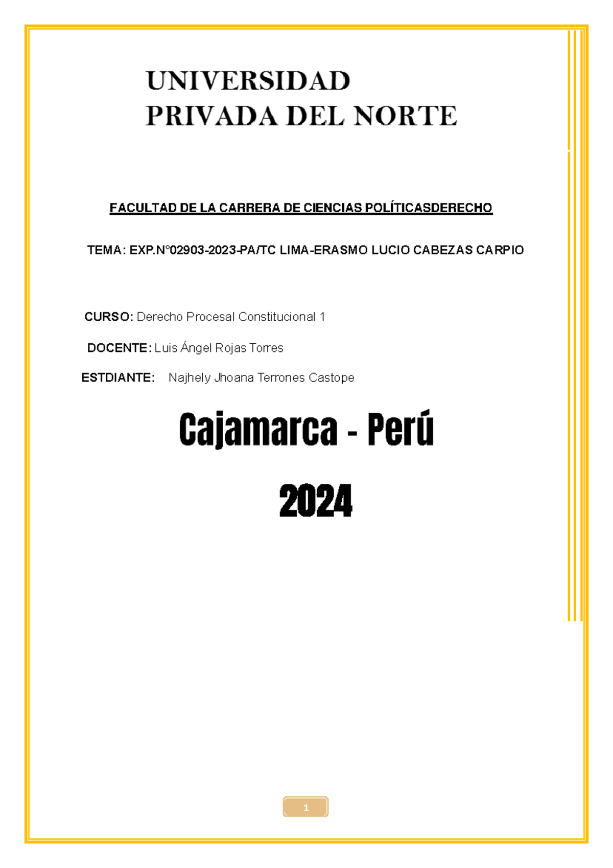 T3. Procesal Constitucional. Najhely Jhoana Terrones Castope - FACULTAD ...