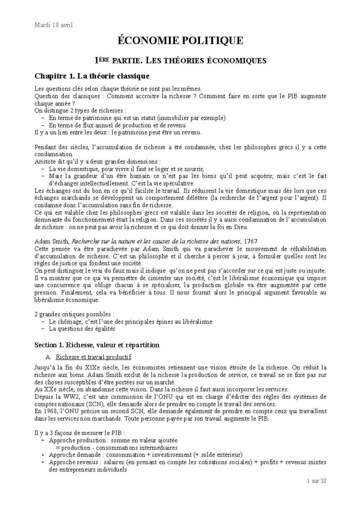 Économie politique - ÉCONOMIE POLITIQUE 1 ÈRE PARTIE. LES THÉORIES ...