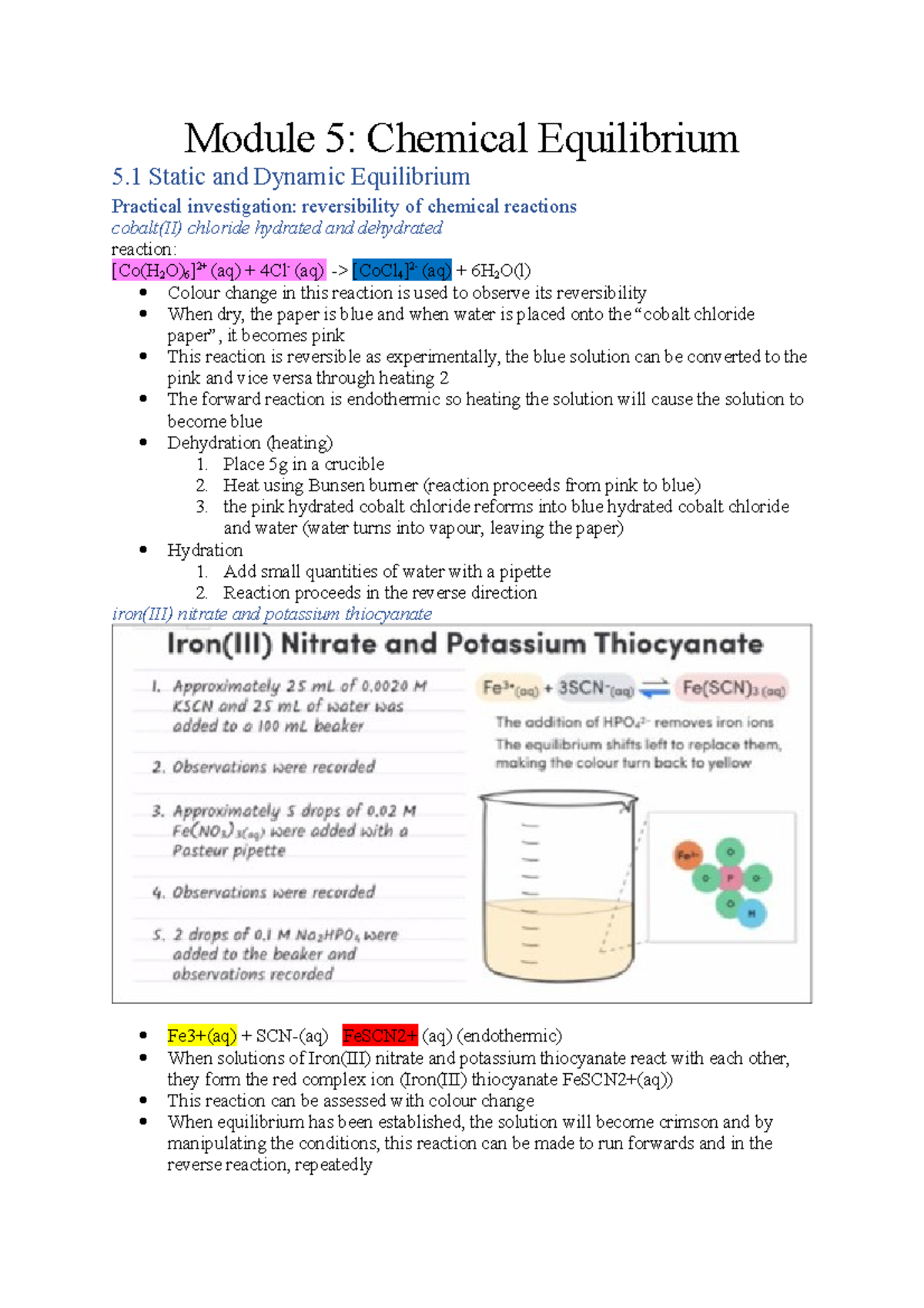module 5 study notes equilibrium - Module 5: Chemical Equilibrium 5 ...