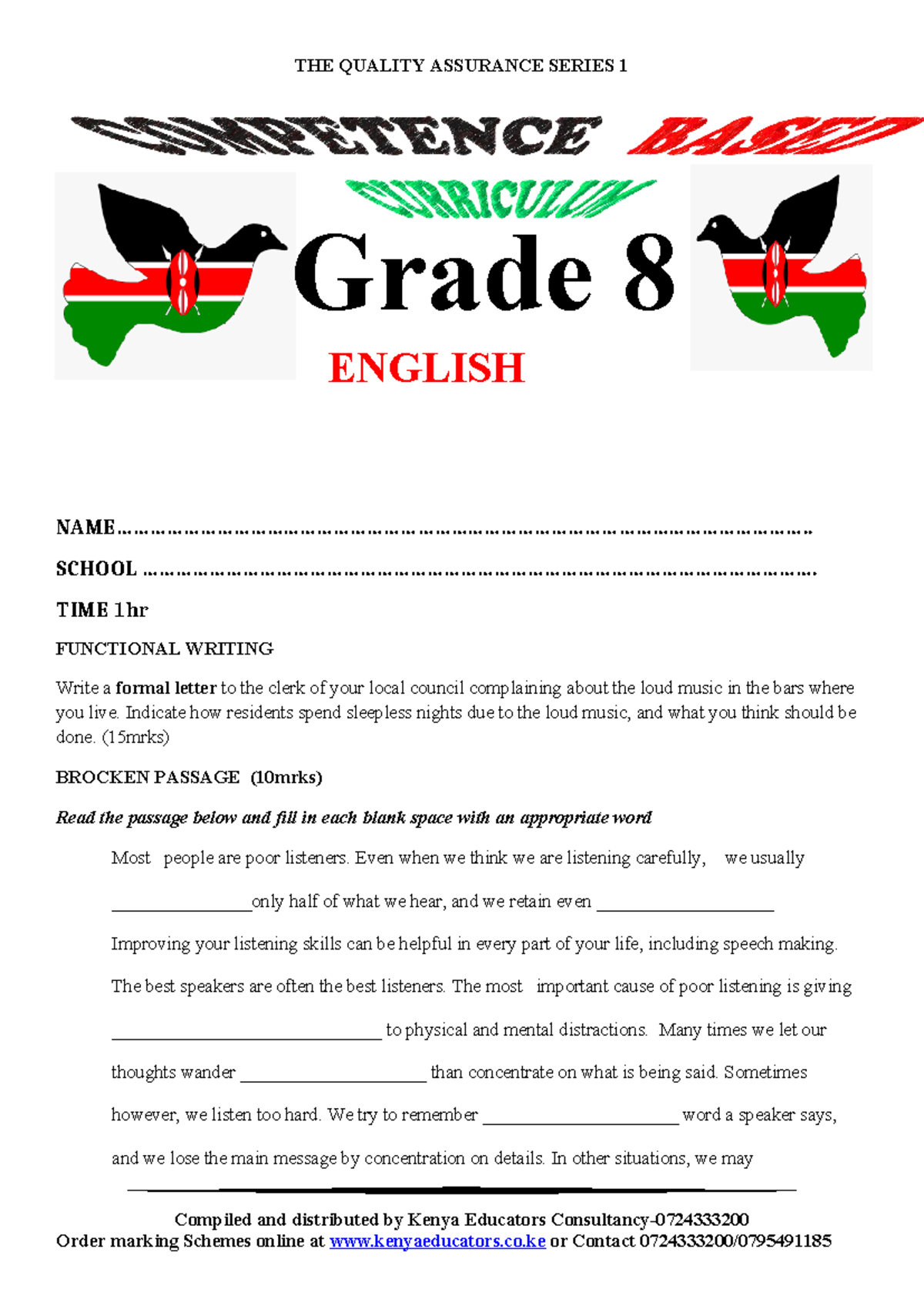 Grade 8 English QS - study material - Grade 8 ENGLISH - Studocu