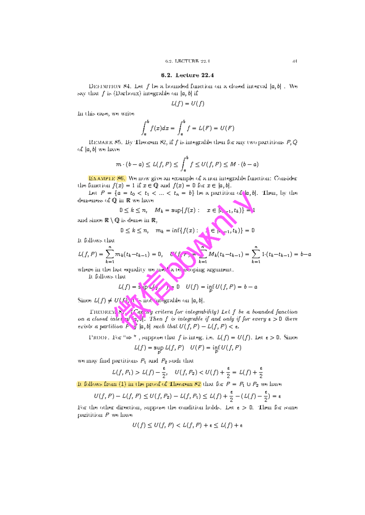 Math 312 Lecture Notes 11 Lecture 22 34 Lecture 22 Definition 84 Let F Be A Bounded Function