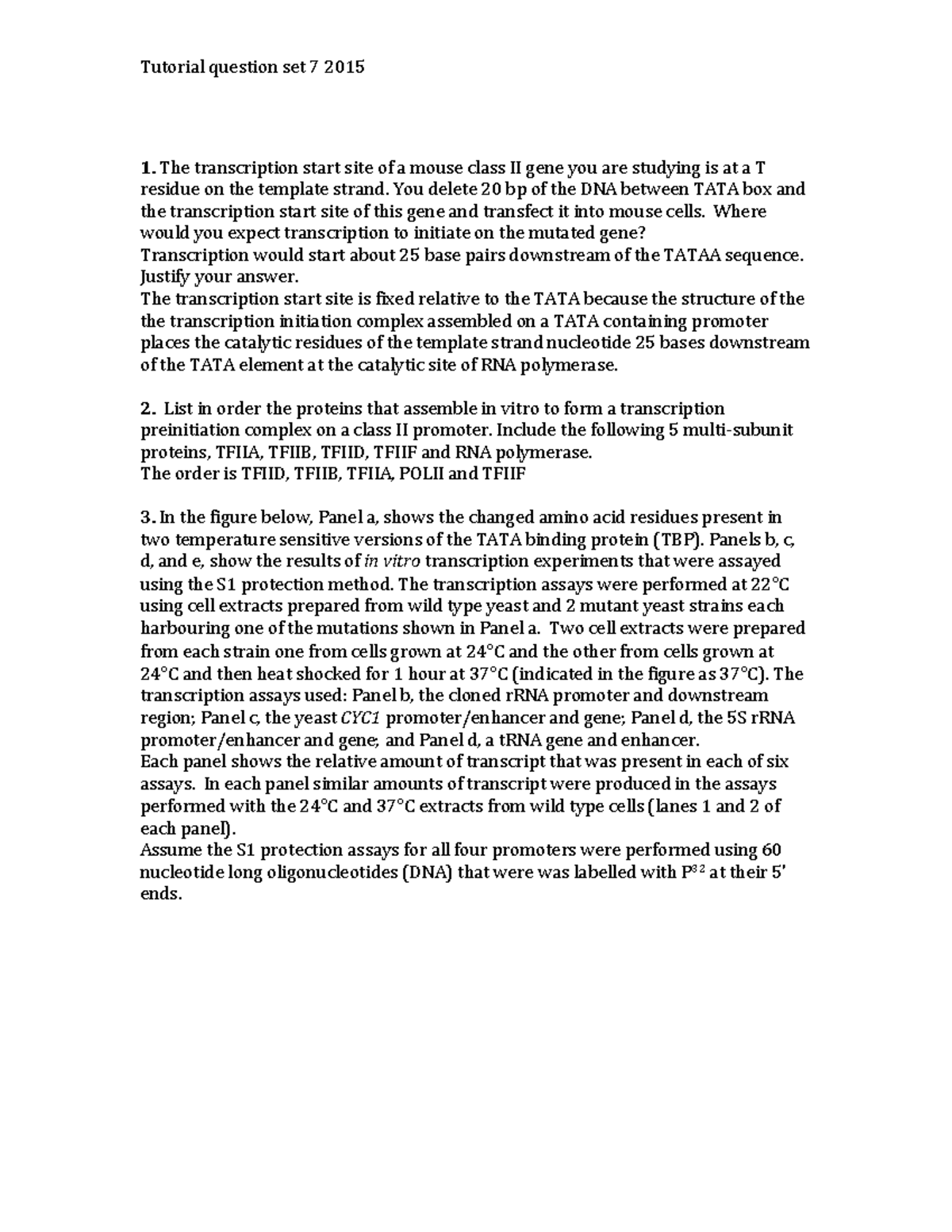 Tutorial work 7, 8 and 10 - Questions and answers - Tutorial question ...