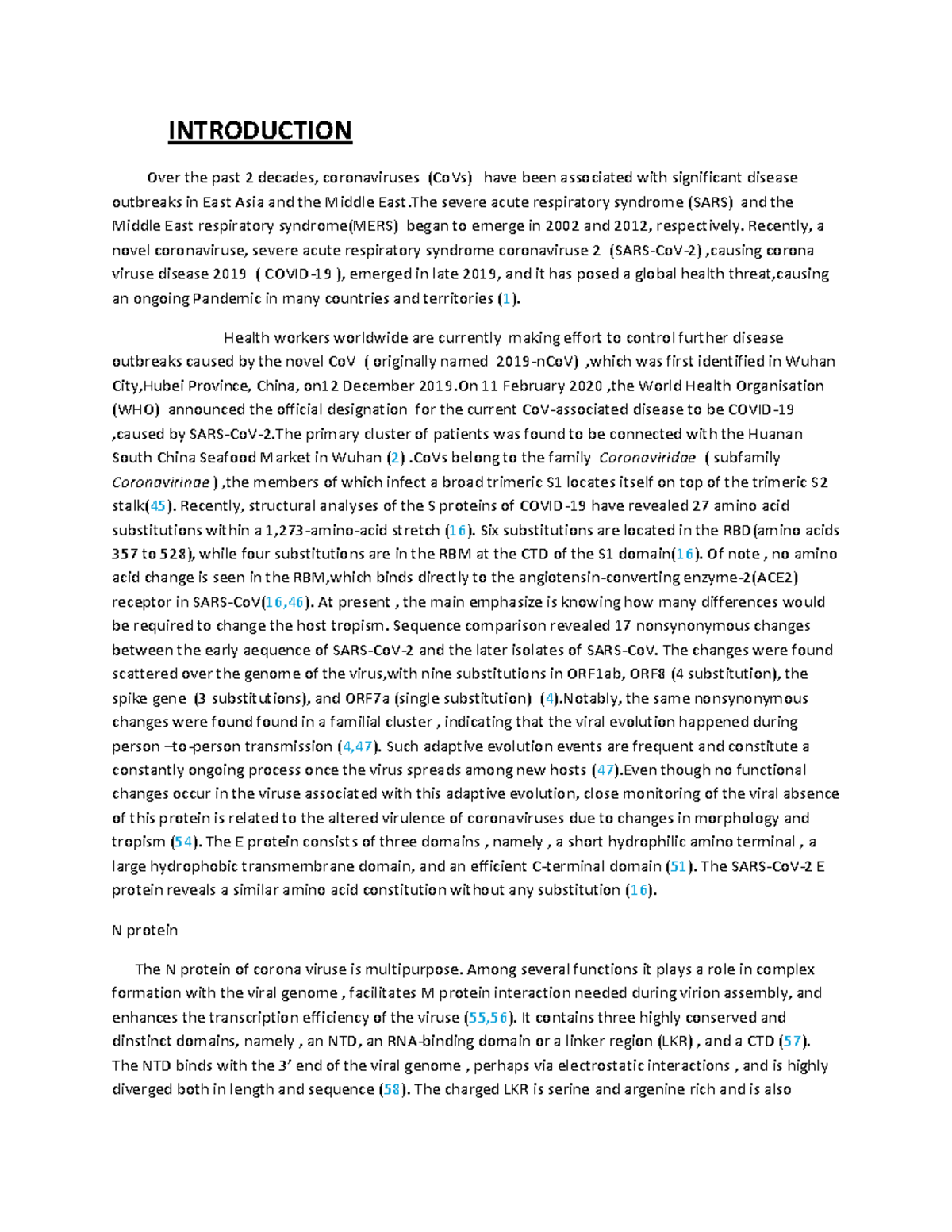 Corona DOC - INTRODUCTION Over the past 2 decades, coronaviruses (CoVs ...