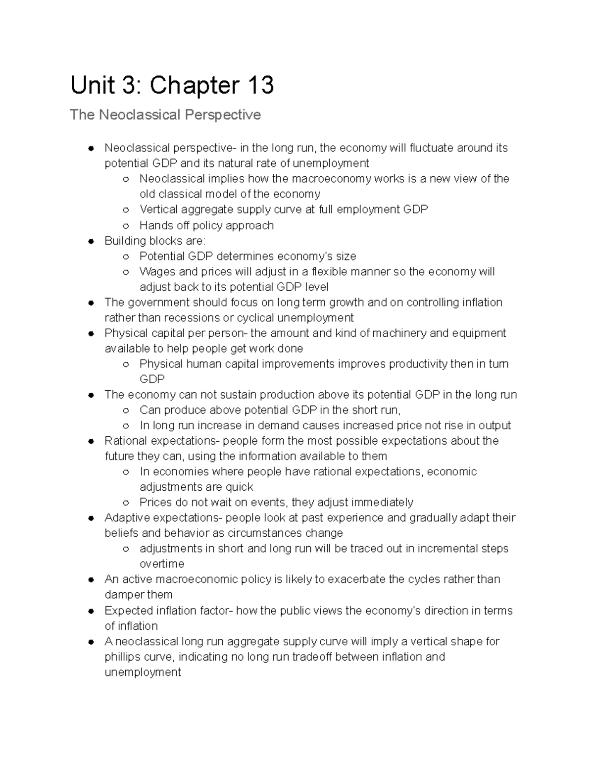 Unit 3 Chapter 13 Unit 3 Chapter 13 The Neoclassical Perspective Neoclassical Perspective