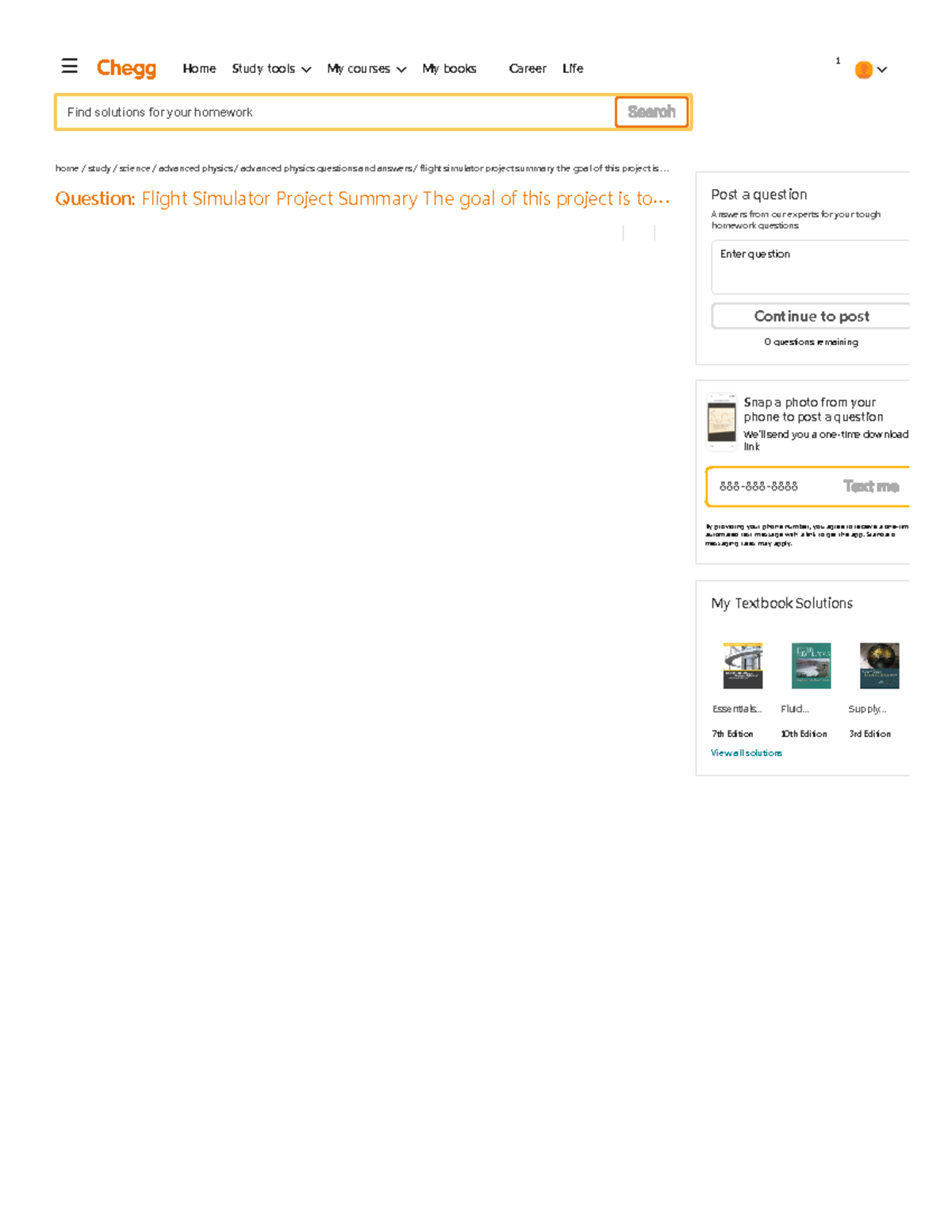 Flight Simulator Project Summary The Goal Of This ... Chegg.com - home / study / science ...