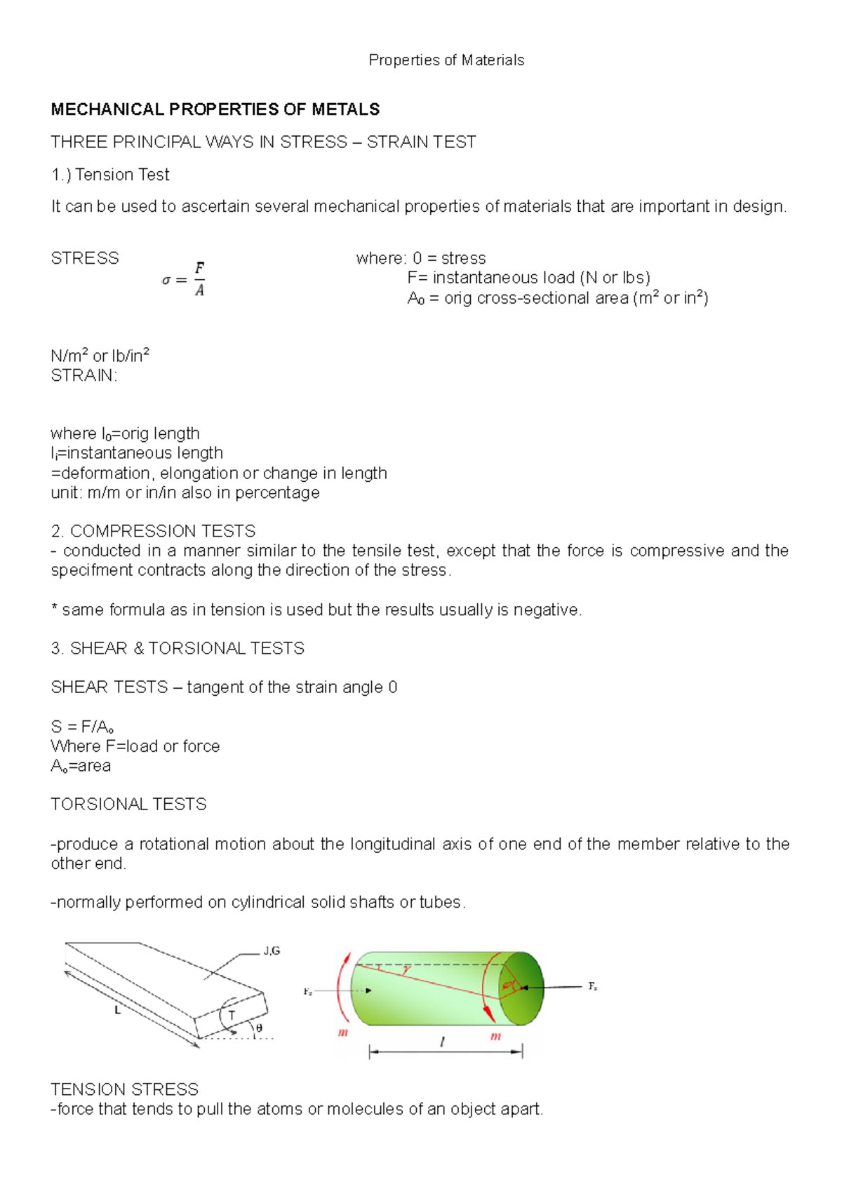 Properties of Materials - Properties of Materials MECHANICAL PROPERTIES ...