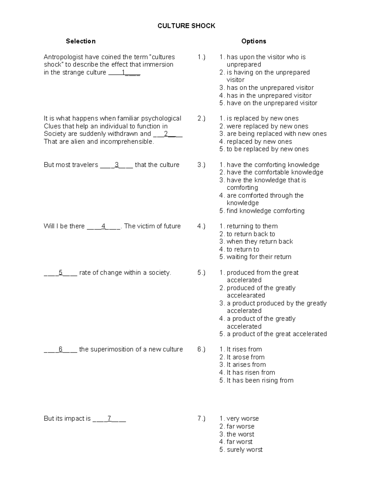 Part 2 Philippines Civil Service Professional Reviewer CULTURE SHOCK