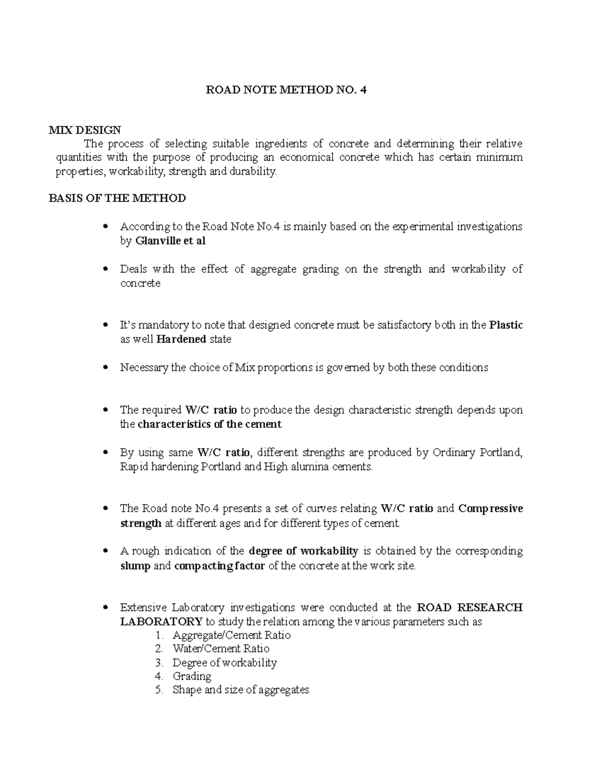 Dlscrib - road-note-method - ROAD NOTE METHOD NO. 4 MIX DESIGN The process of selecting suitable ...