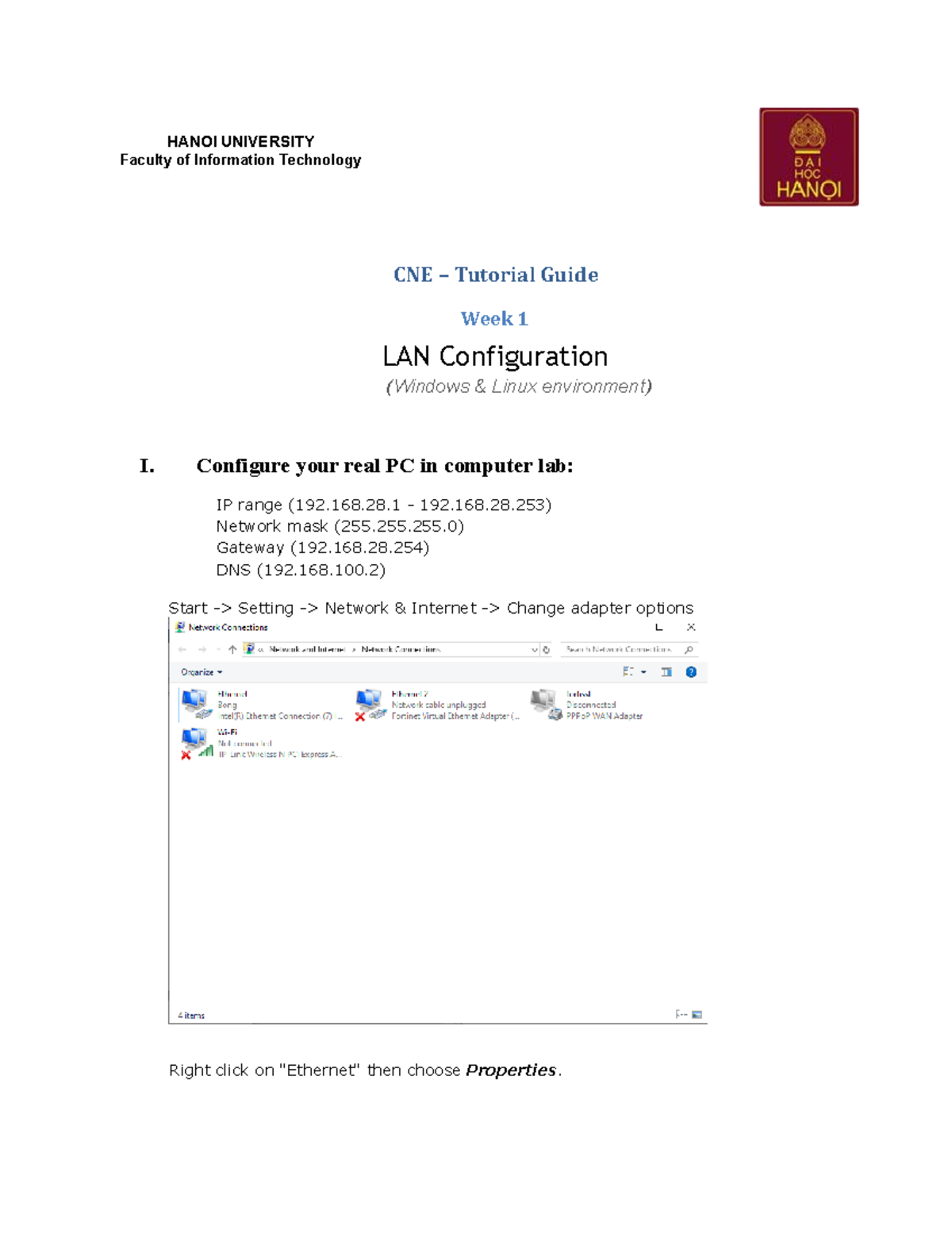 CNE tutorial 01 - Real LAN and LAN with Packet Tracer - HANOI ...