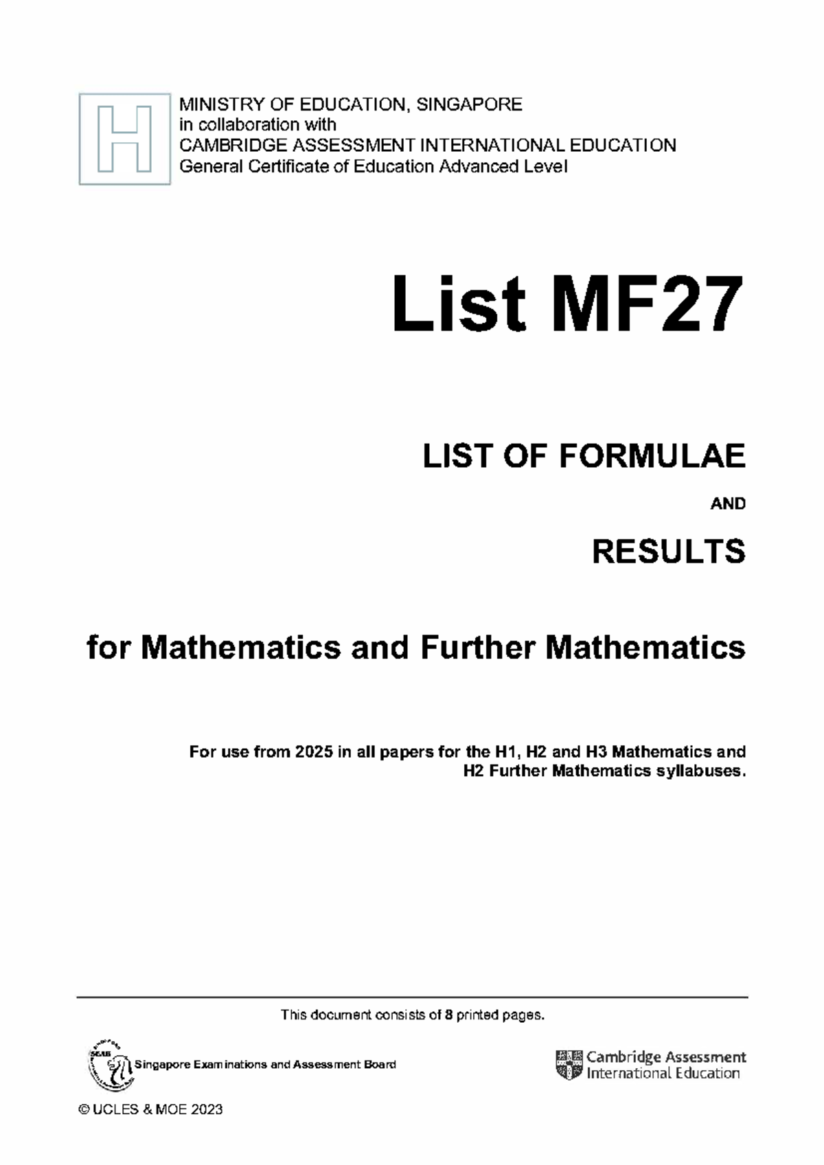 Seab mathematics mf27 (approved) - MINISTRY OF EDUCATION, SINGAPORE in ...