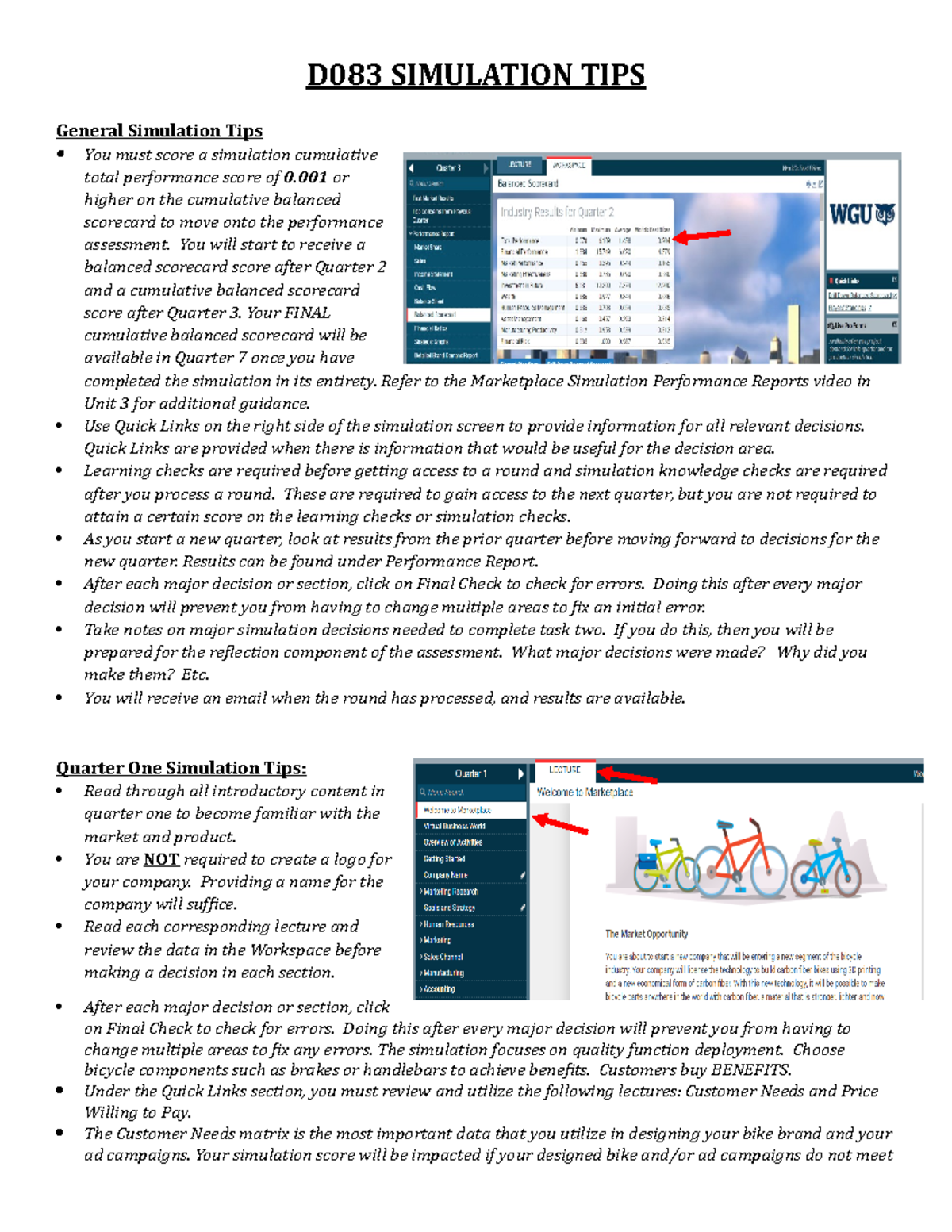 Business Performance Report - D083 SIMULATION TIPS General Simulation ...