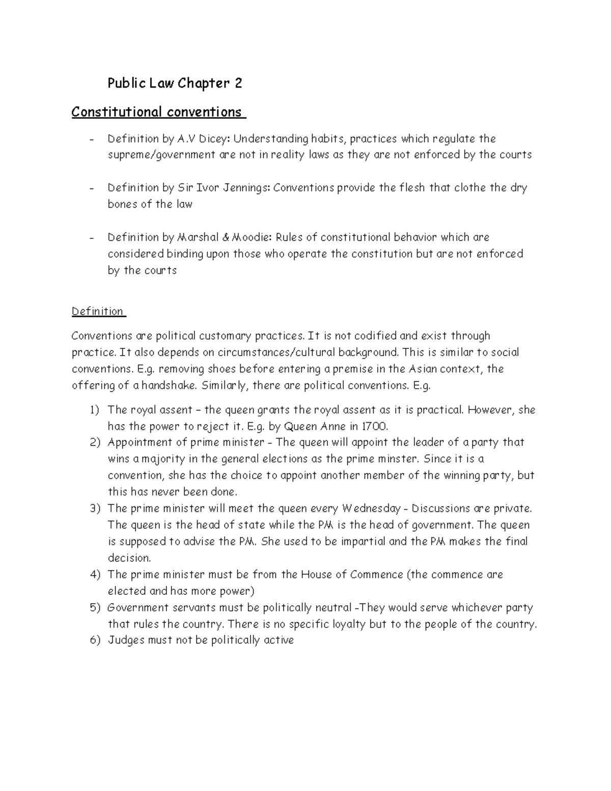 Public Law Chapter 2 - lecturelecture notes of bac, notes only , do not ...