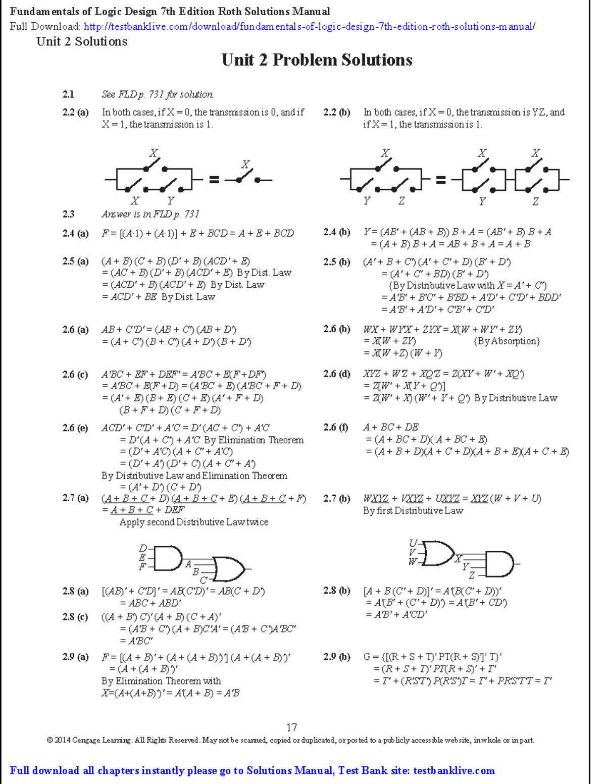 Pdfcoffee - 요약 정리입니다 - Unit 2 Solutions 17 © 2014 Cengage Learning. All ...