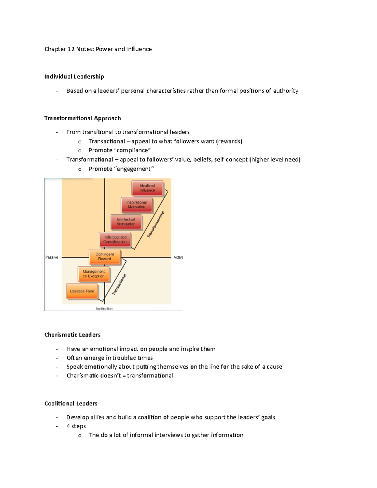 Chapter 12 Notes: Power and Influence - Chapter 12 Notes: Power and ...