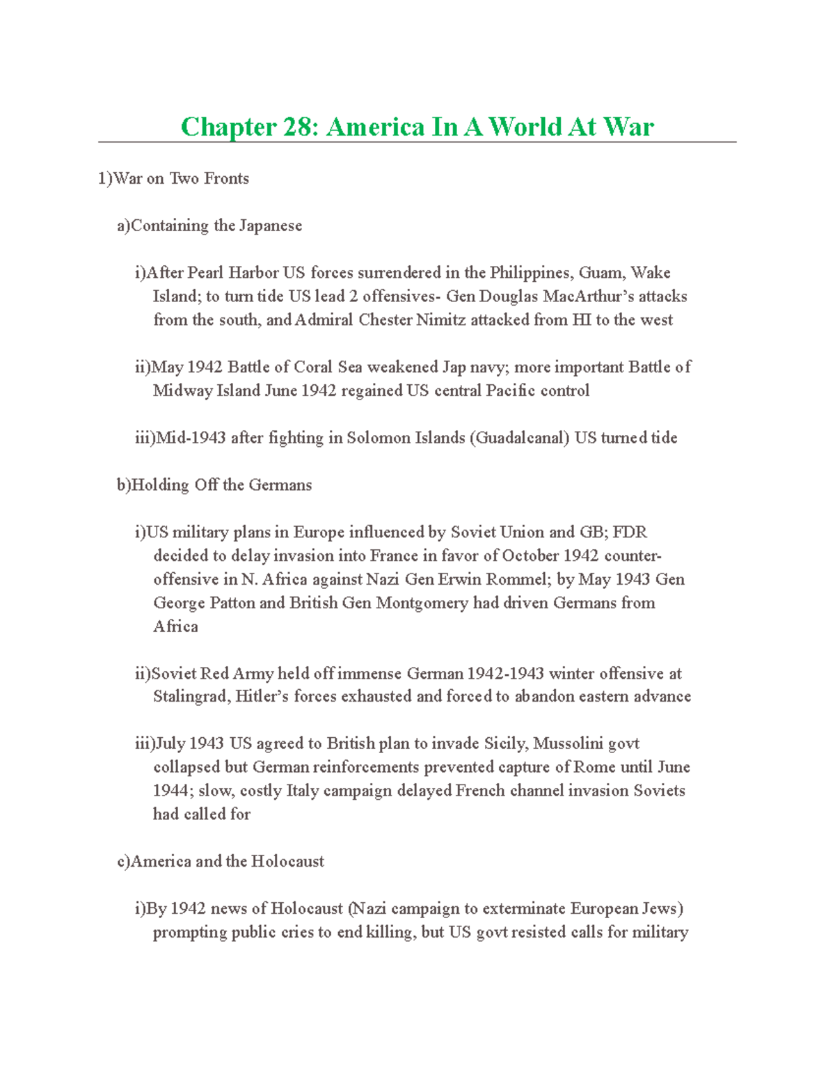 America In A World At War - Chapter 28: America In A World At War 1)War ...