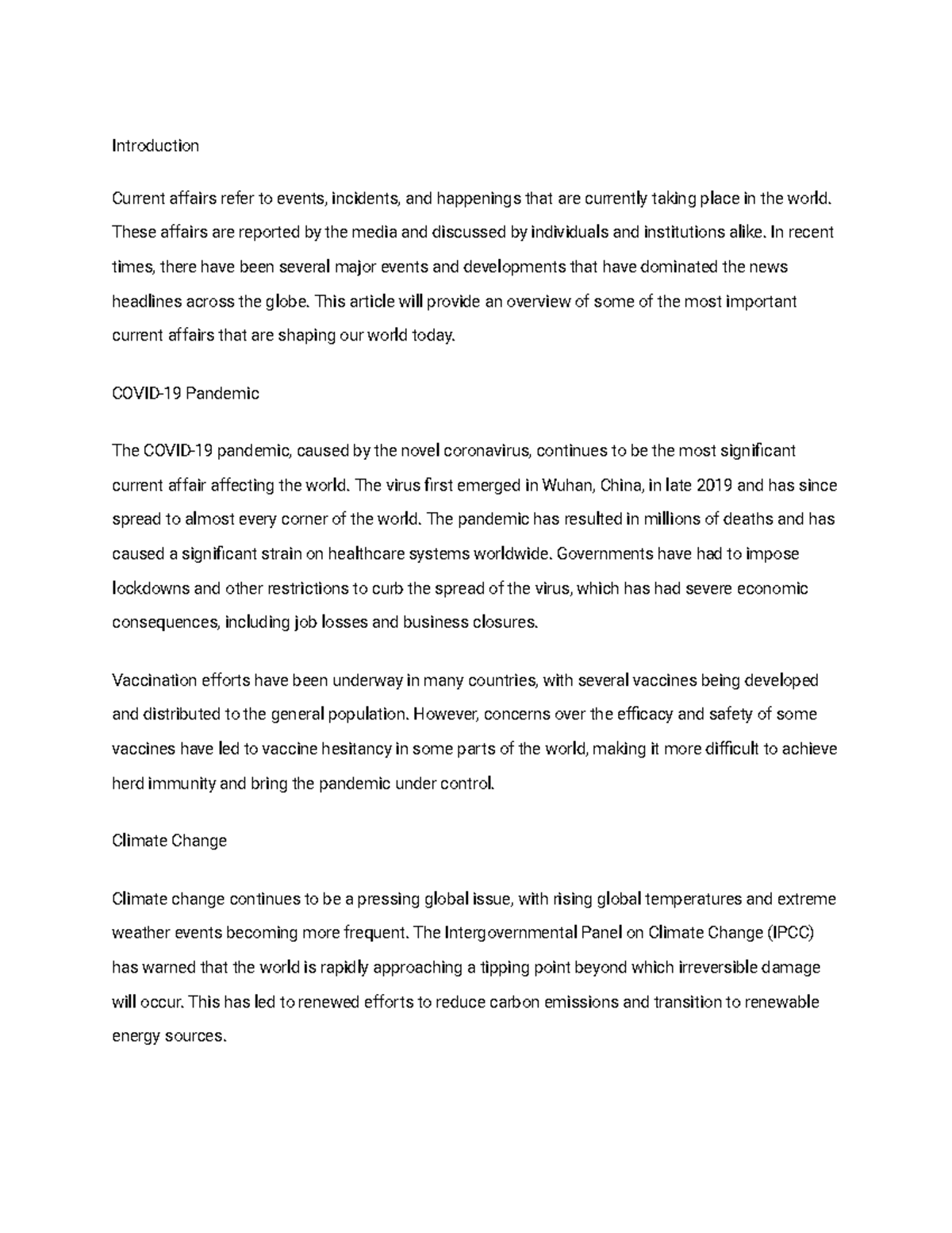 Studoc-3 - Class notes - Introduction Current affairs refer to events ...