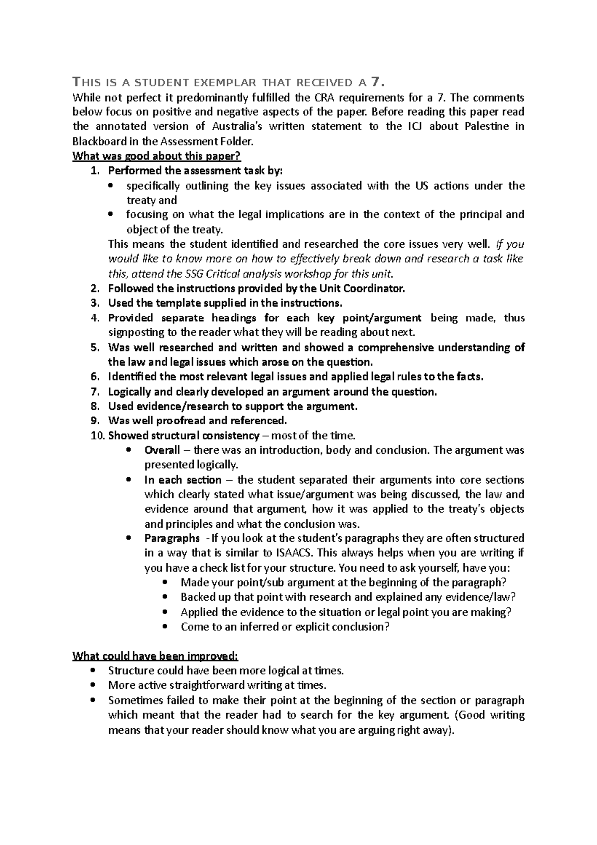 Example Written Submission with annotations- Brisbane Agreement (1 ...