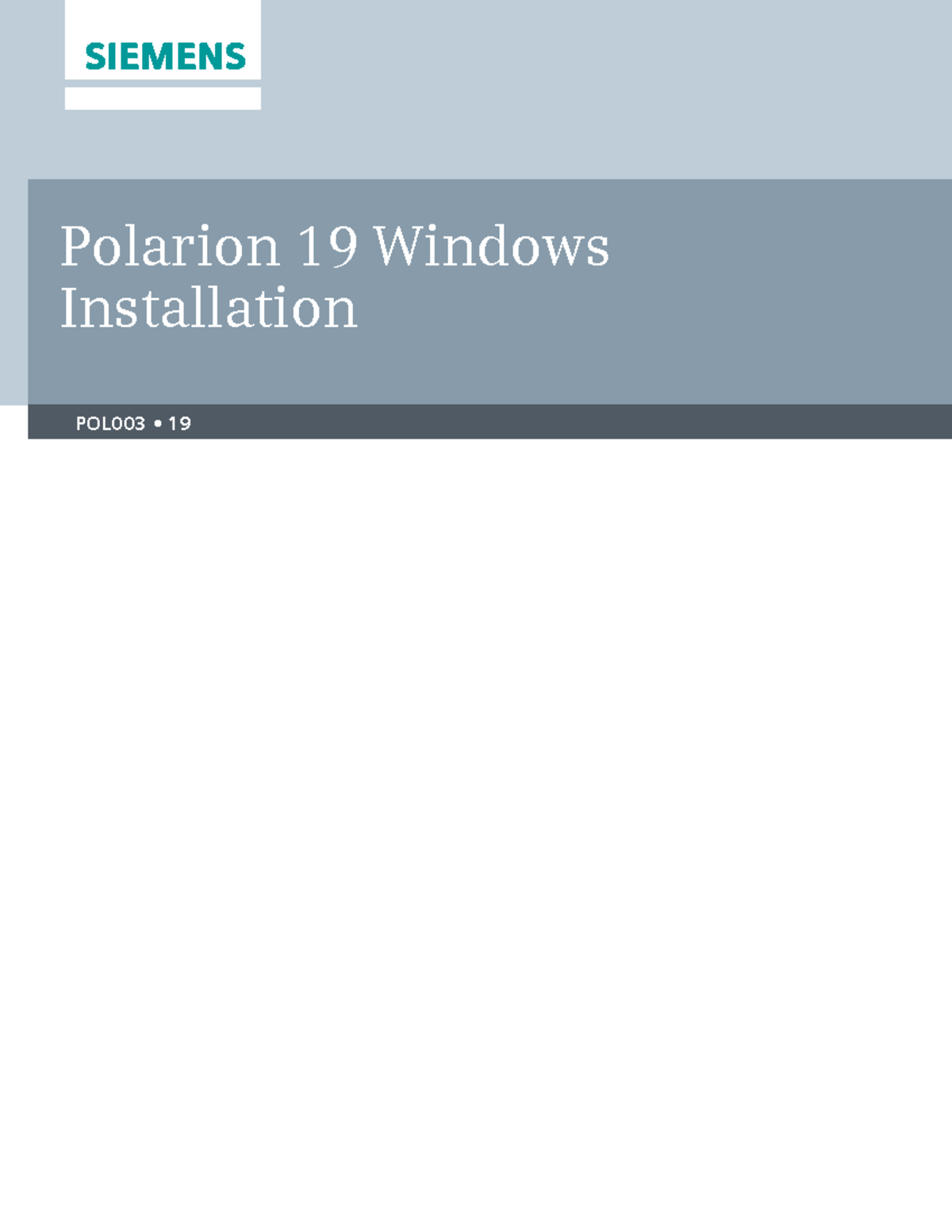 Polarion Install Guide win - SIEMENSSIEMENSSIEMENS Polarion 19 Windows ...