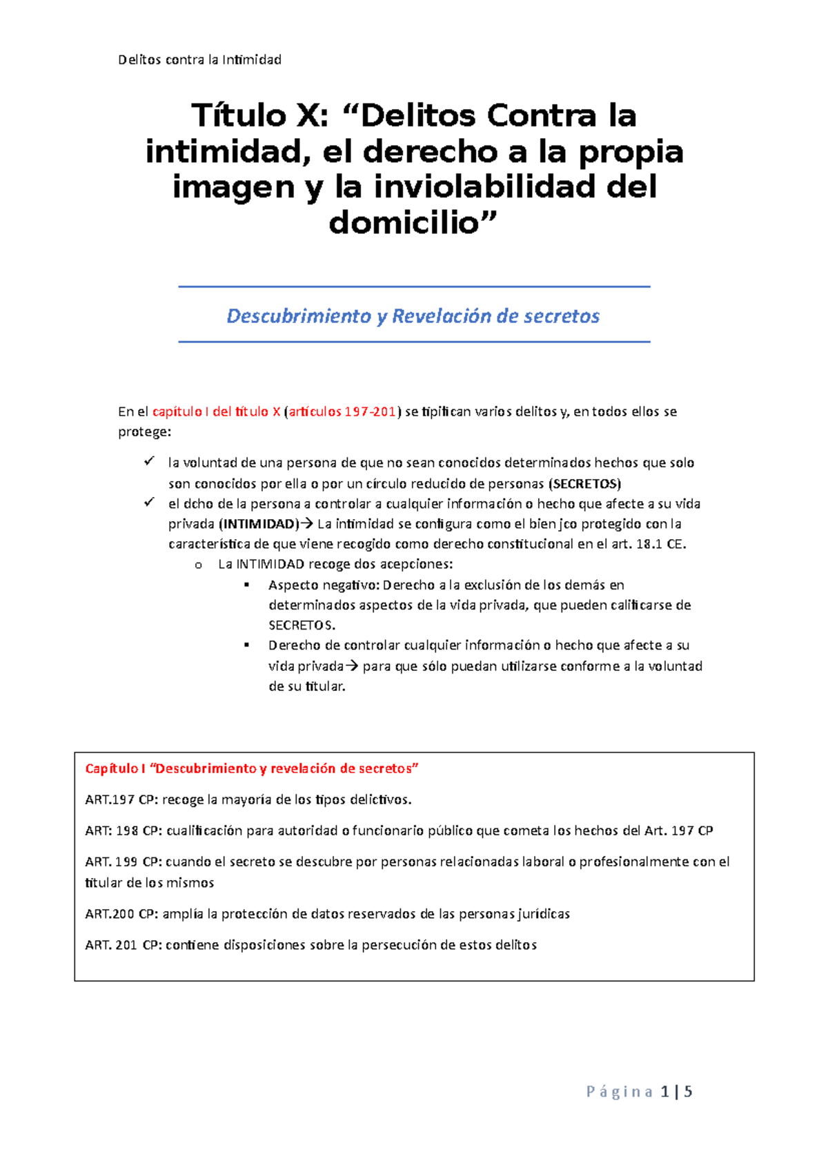 Título X Delitos contra la intimidad - Título X: “Delitos Contra la intimidad, el derecho a la ...
