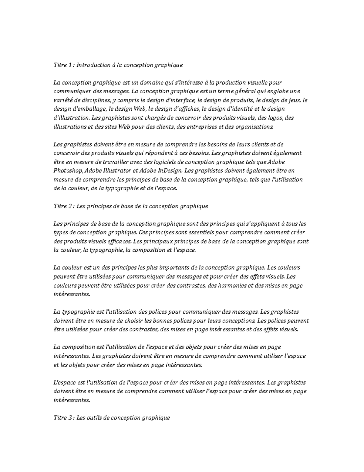 Graphic design Study Notes - Titre 1 : Introduction à la conception ...