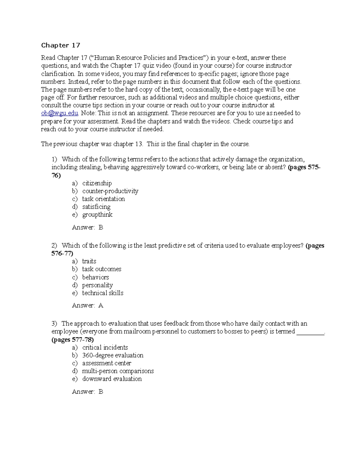 Chapter 17 Quiz and Answers to help study - Chapter 17 Read Chapter 17 ...