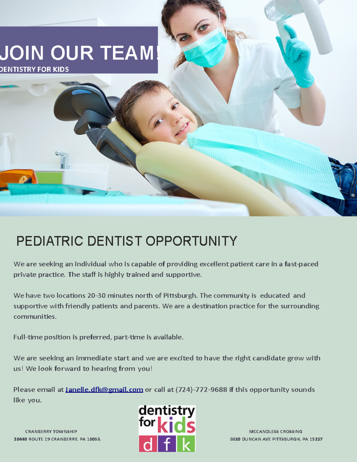 Dentistry for Kids Flyer - OUR TEAM! FOR KIDS PEDIATRIC DENTIST ...