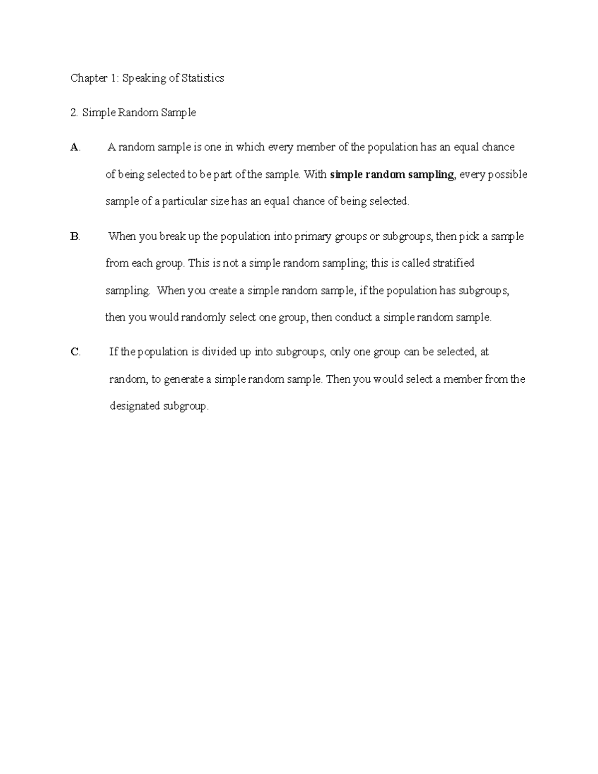 1-2 Exercise - Simple Random Sample - Chapter 1: Speaking of Statistics ...
