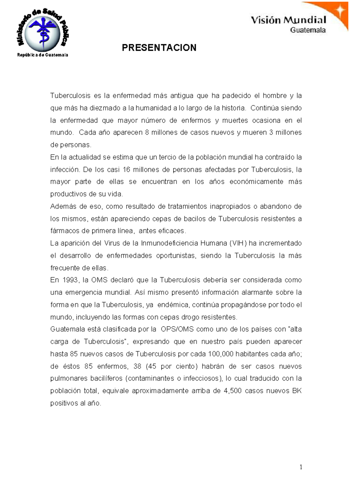 PLAN Estrategico Nacional DE Control DE LA TB EN Guatemala ...