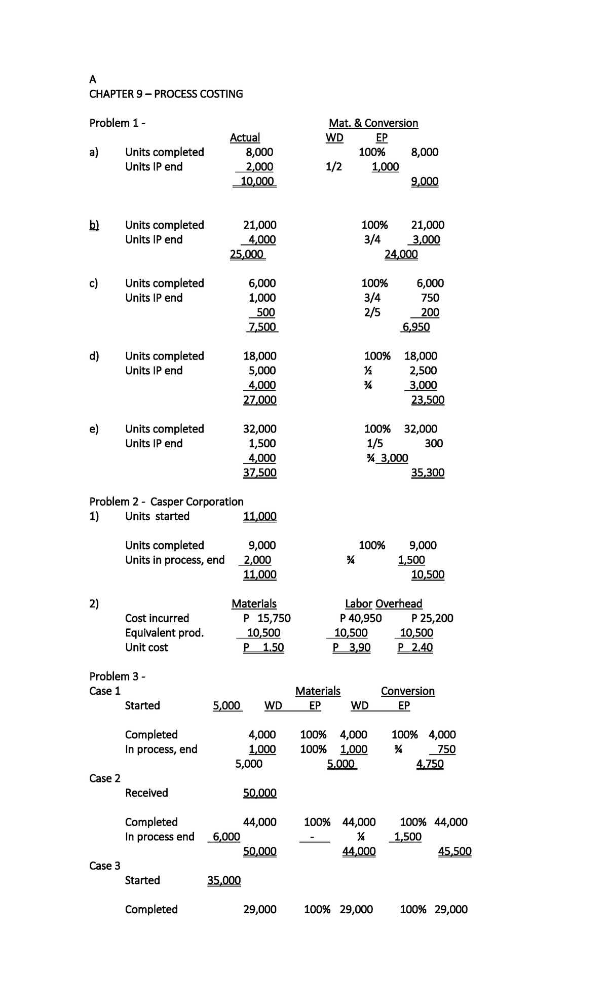 Cost Acc Chap 9 2014 - Accounting - A CHAPTER 9 – PROCESS COSTING ...