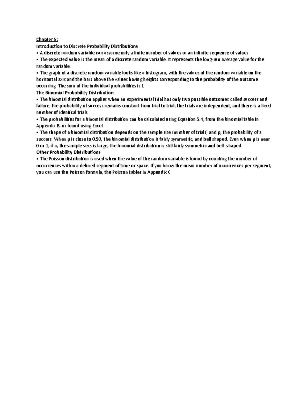 Chapter 5-buss 200 - Chapter 5: Introduction to Discrete Probability Distributions A discrete ...