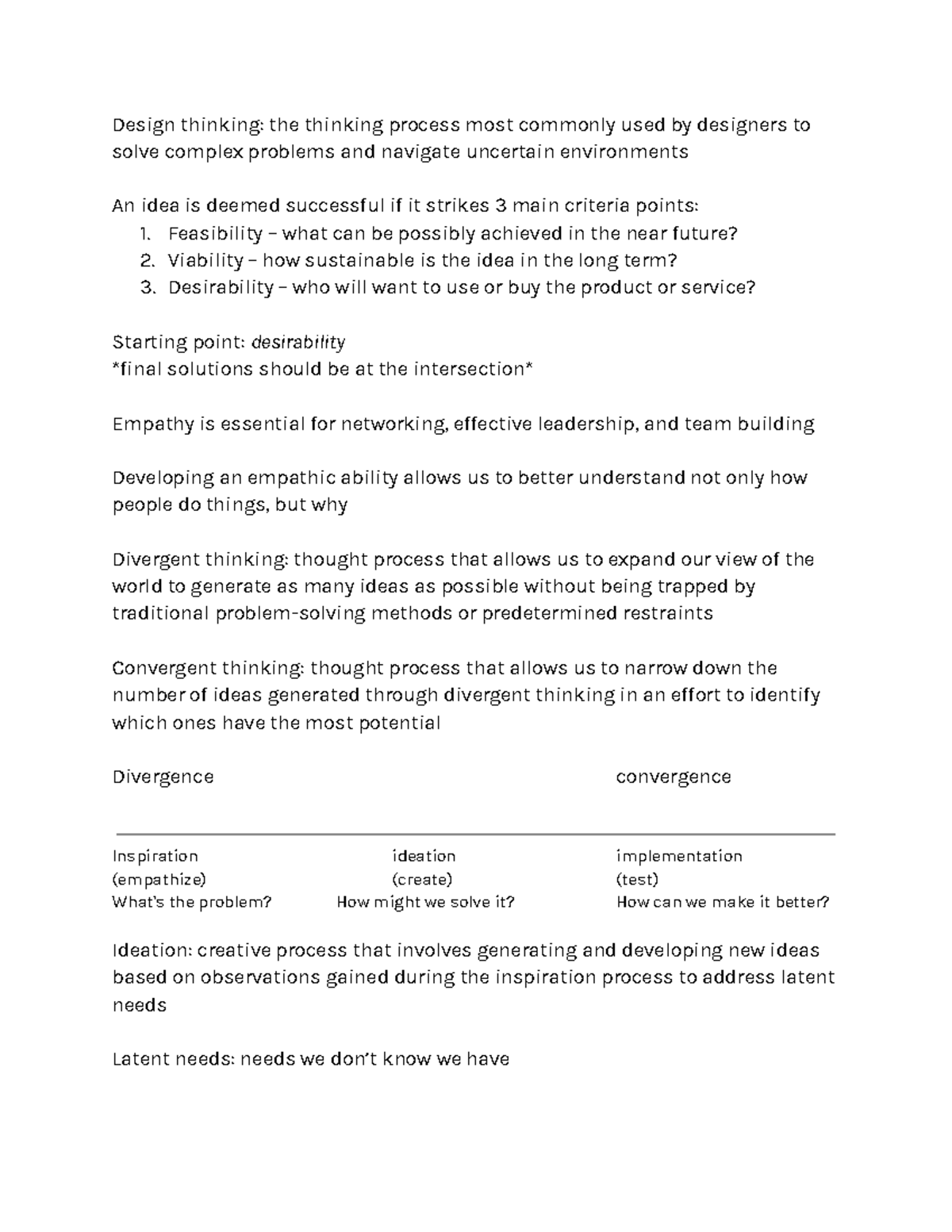 Chapter 2 Notes - Design thinking: the thinking process most commonly ...