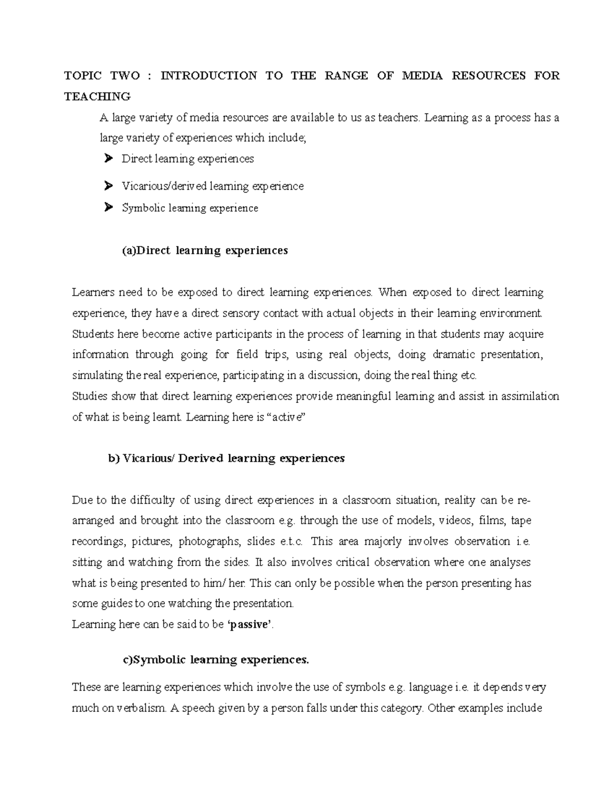 Topic TWO Notes - TOPIC TWO : INTRODUCTION TO THE RANGE OF MEDIA ...
