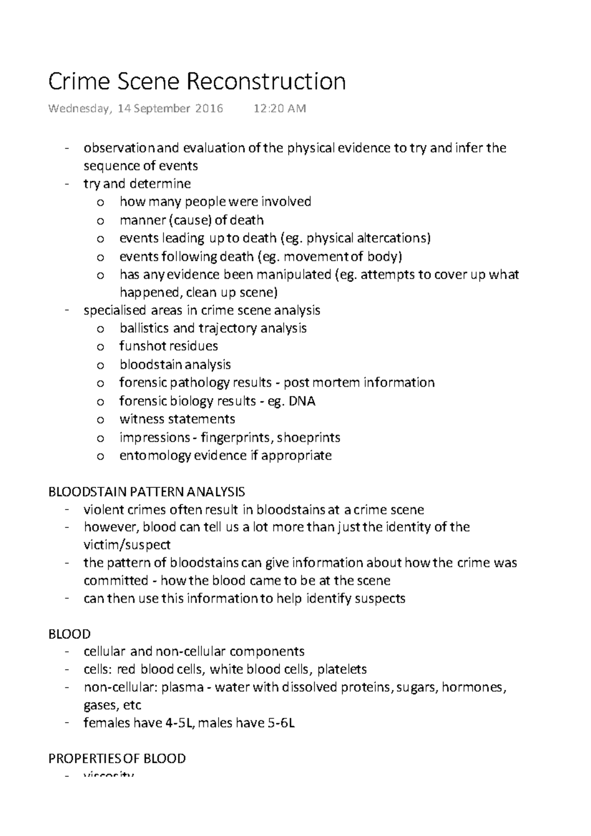 L6 - Crime Scene Reconstruction - Crime Scene Reconstruction Wednesday ...