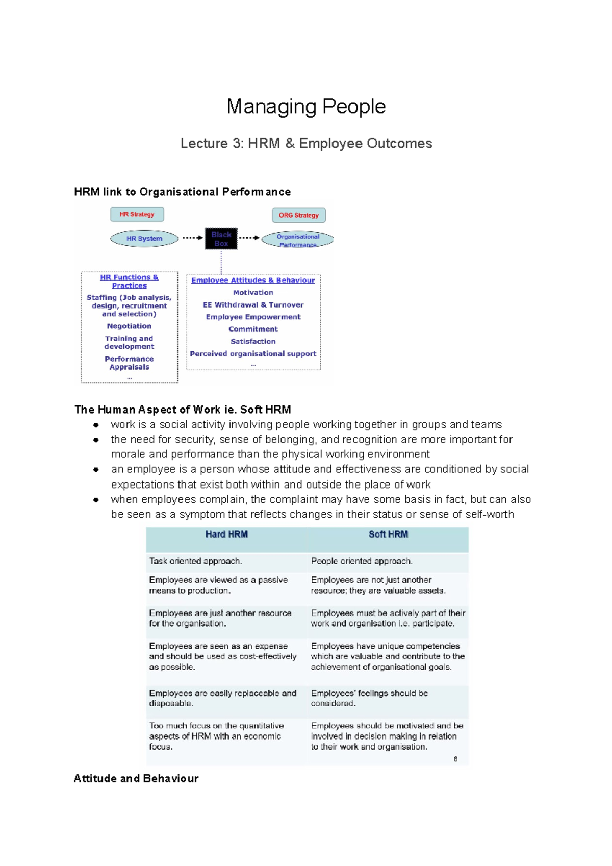 Lecture 3 HRM & Employee Outcomes - Managing People Lecture 3: HRM ...