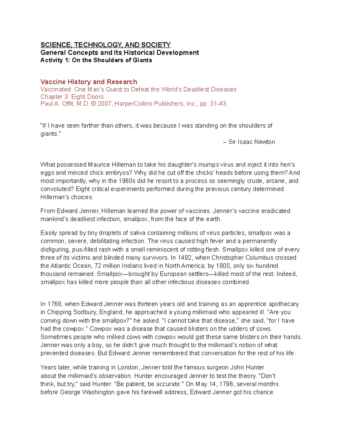 STS-Activity - General Concepts and Its Historical Development Activity ...