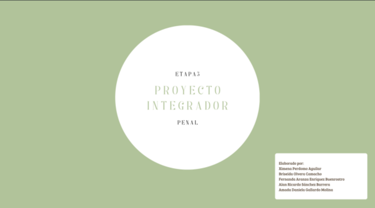 PIE2 romano - Snusnus - PROYECTO INTEGRADOR – ETAPA 2 Instrucciones: • Definir cada uno los ...