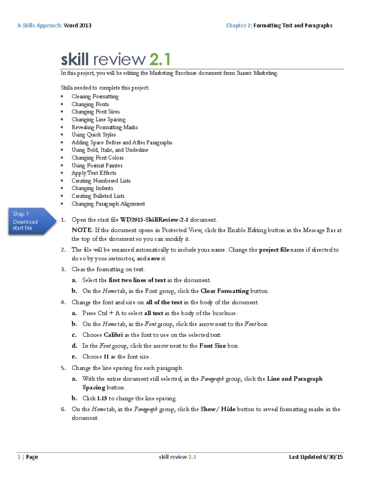 WD2013 Skill Review 2 1 instructions - A Skills Approach: Word 2013 ...